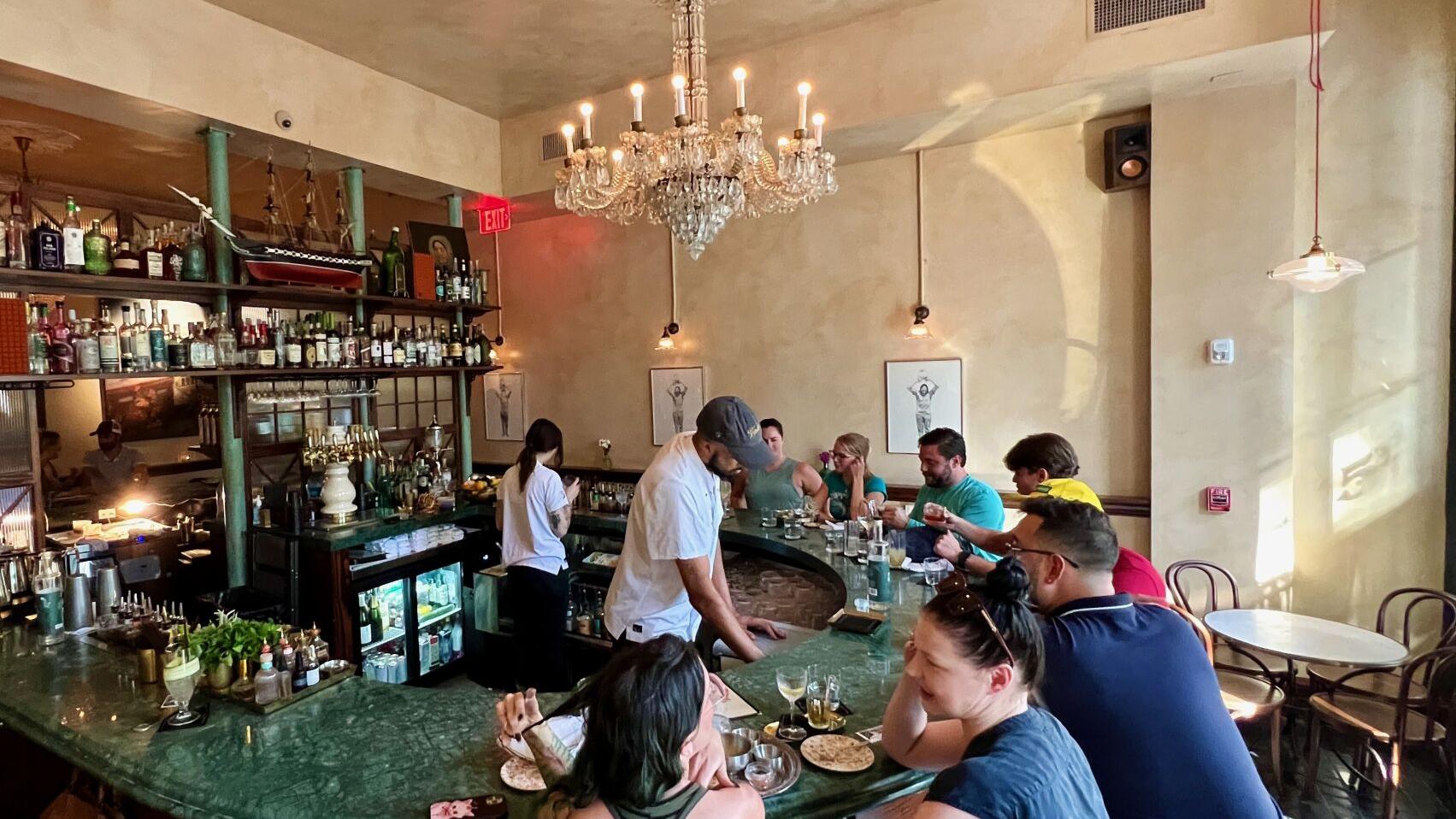 bar with five couples