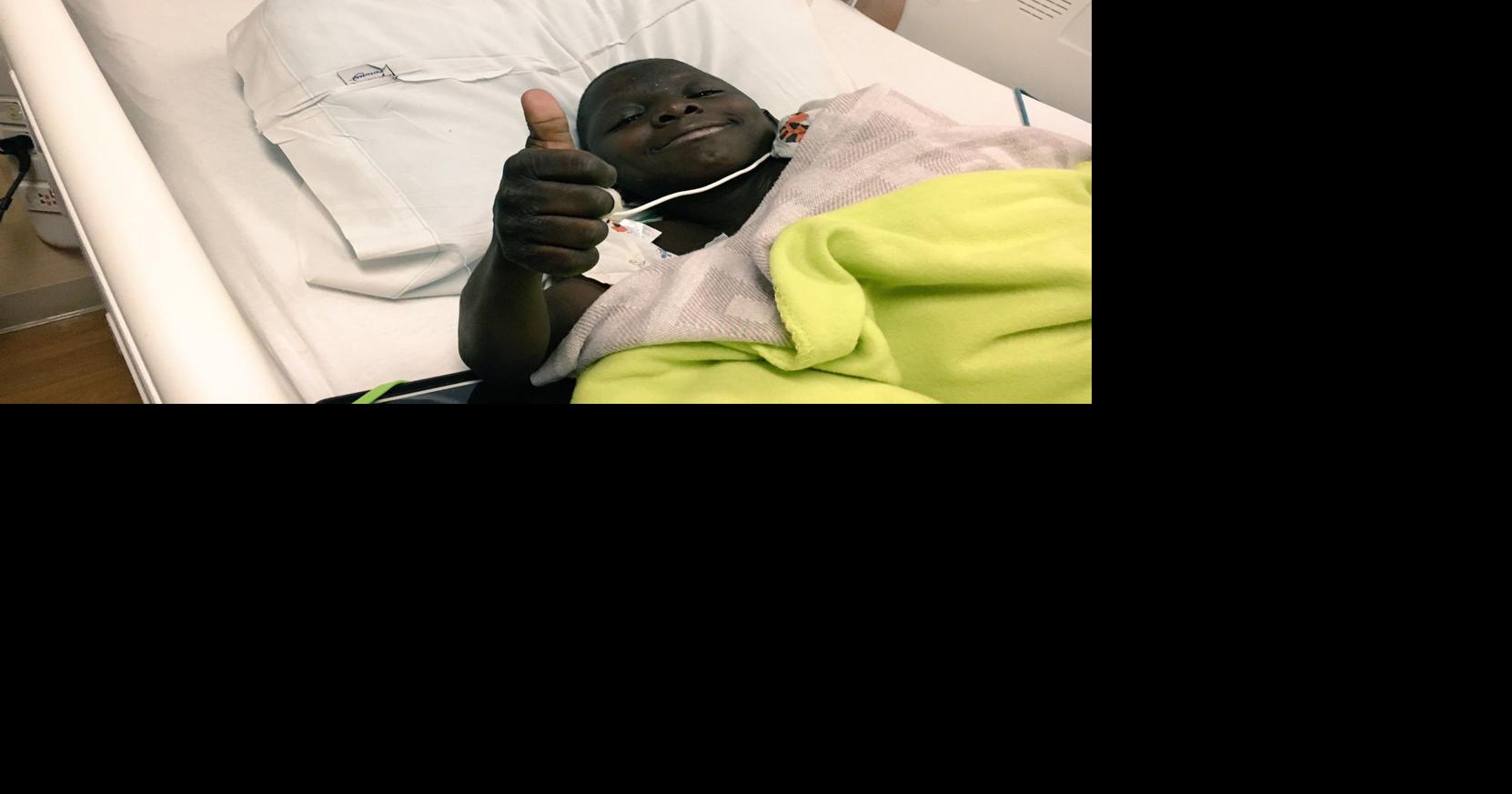 Jarrius 'JJ' Robertson gets fresh air outside hospital for first time ...