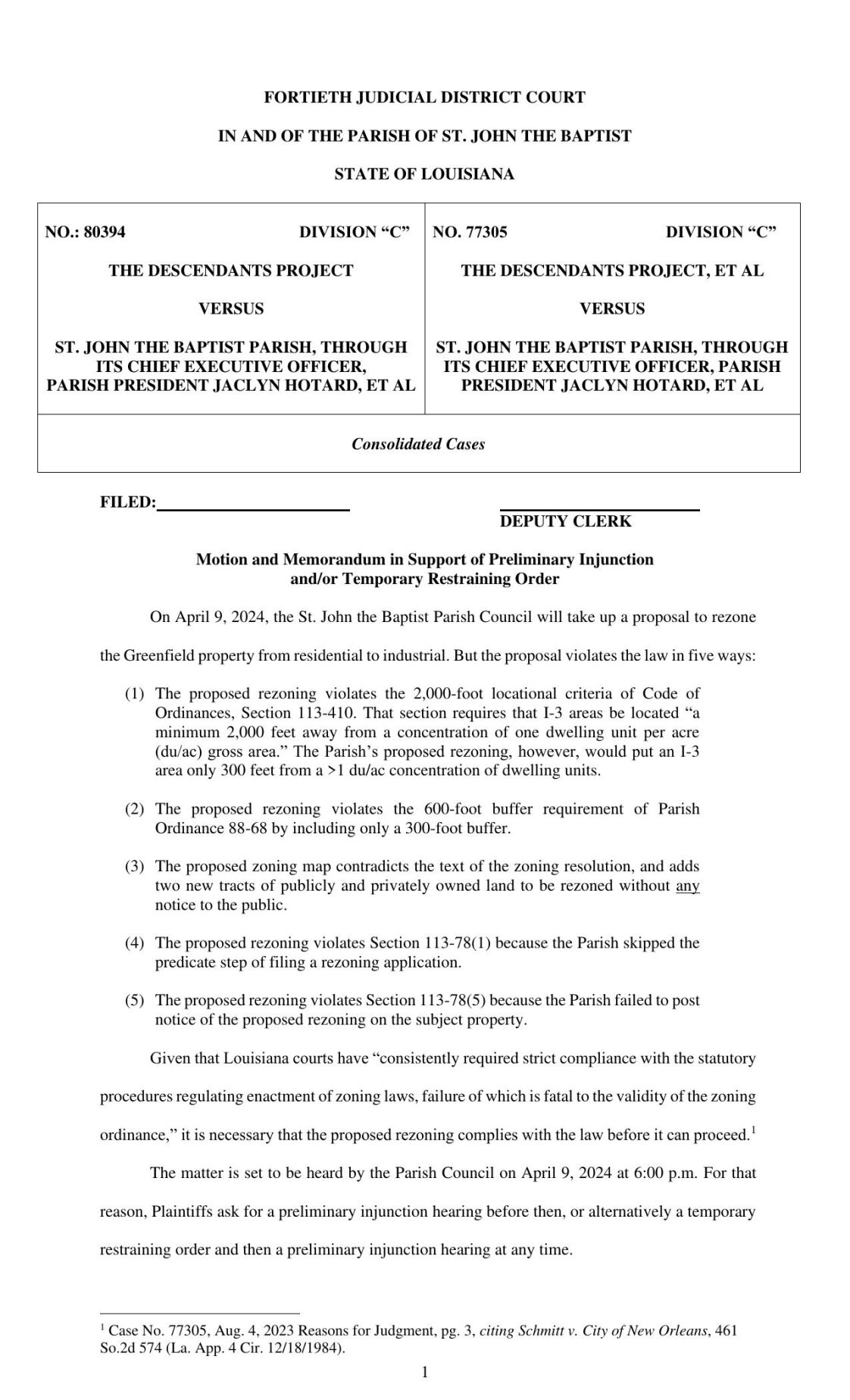 Descendants Project request to block zoning change | | nola.com