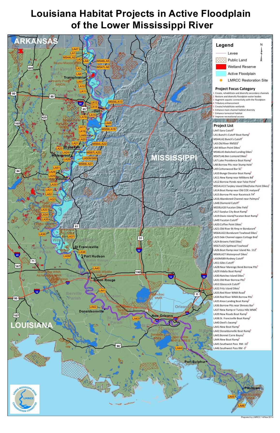 Louisiana Habitat Projects In Active Floodplain Of The Lower Mississippi River