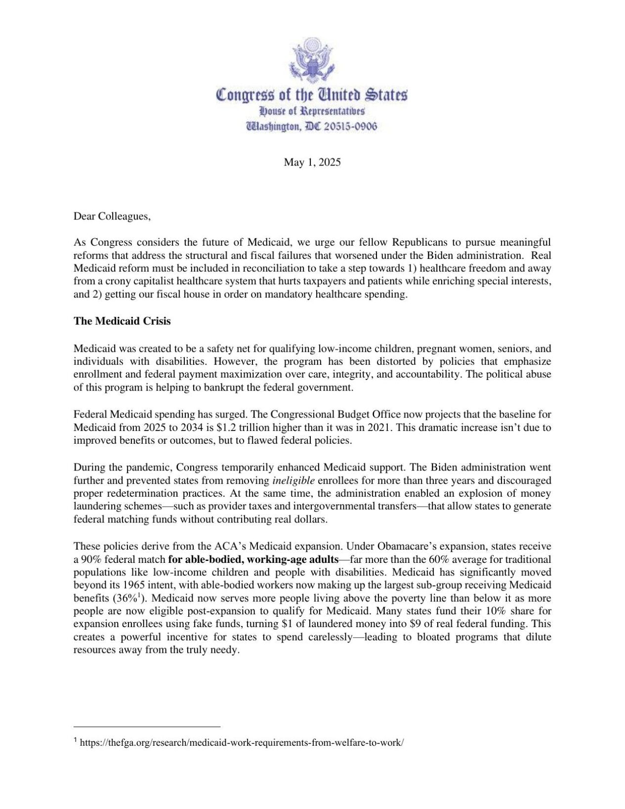 Conservatives' letter on Medicaid, May 1, 2025 | | nola.com