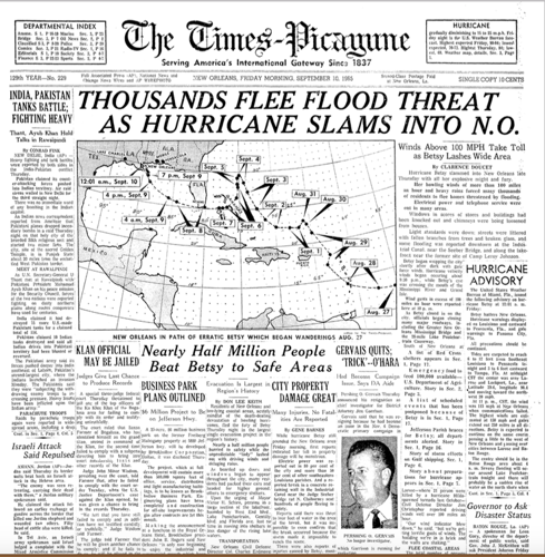 54 years later, Hurricane Betsy has been promoted to a Category 4 storm ...