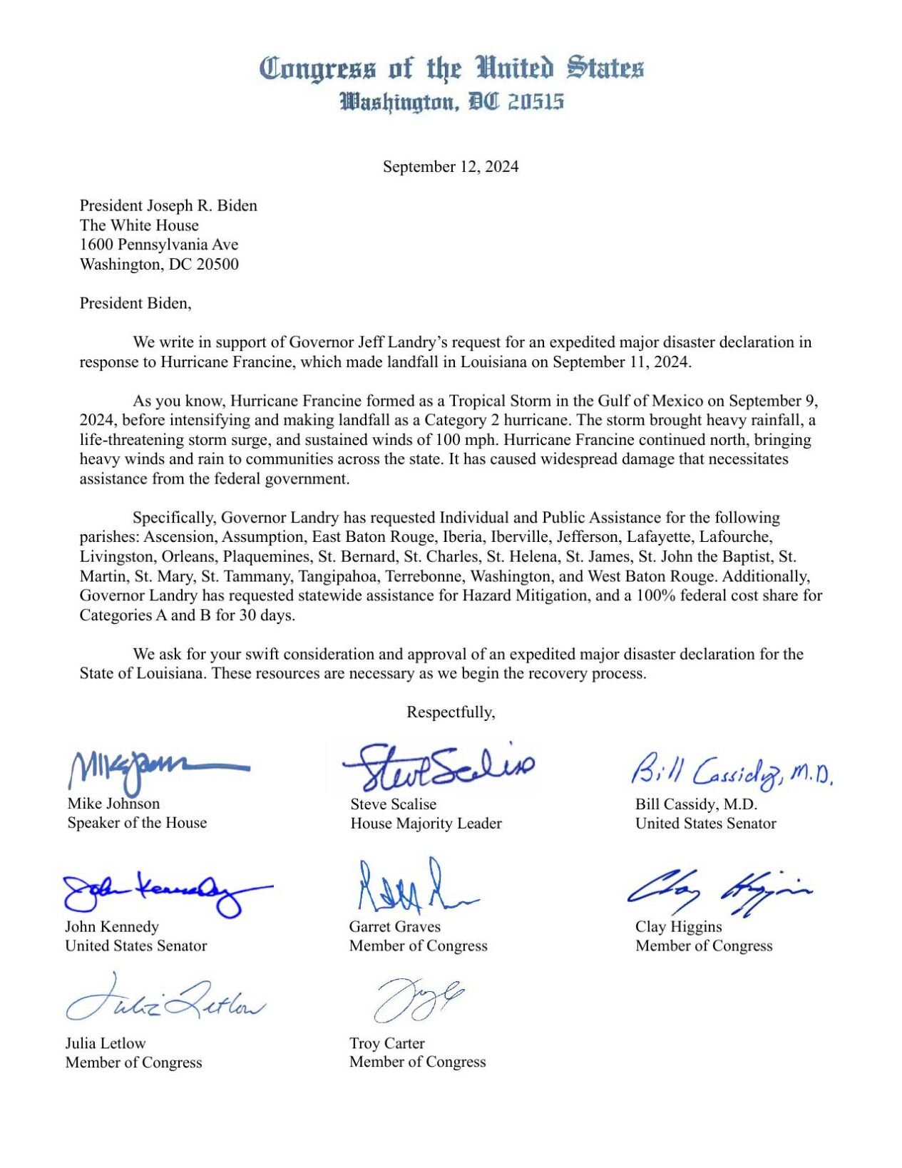 Congressional delegation letter to President Joe Biden | | nola.com