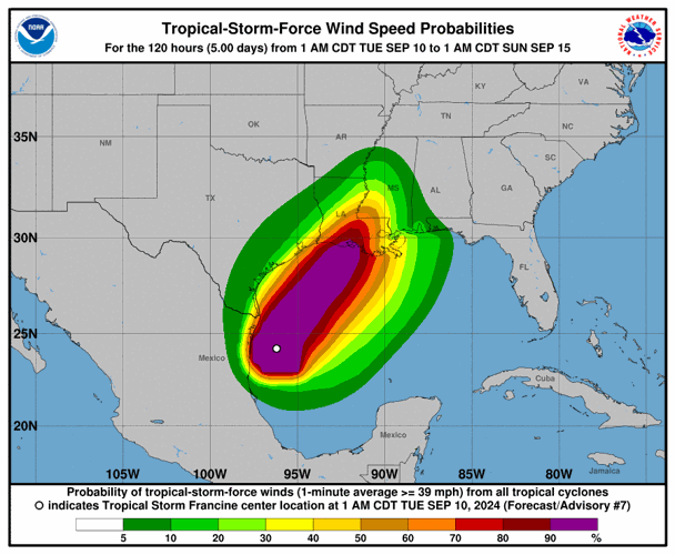 Tropical Storm Francine almost a hurricane, tracks to La. | Hurricane ...