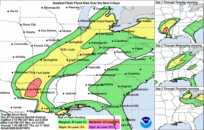 Retreating Beryl moisture still a flood threat for south LA ...