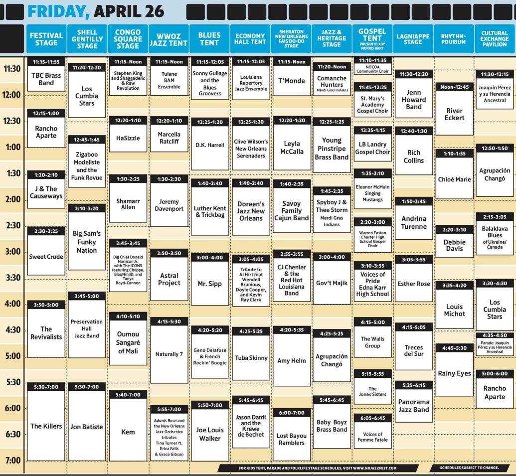 Jazz Fest 2024 map and daily schedule cubes | Jazz Fest | nola.com