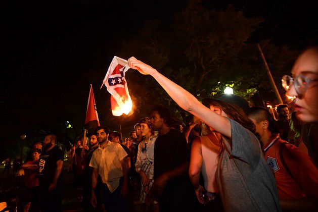 Scenes from the May 1 protest at the Jefferson Davis monument in New ...