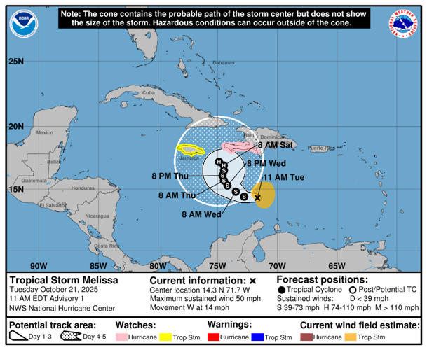 Tropical Storm Melissa forms over the Caribbean | Hurricane Center ...