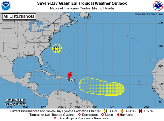 New disturbance forms in Atlantic, Erin to triple in size | Hurricane ...