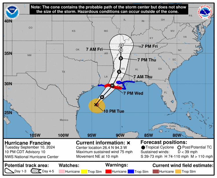 Live updates: Hurricane Francine forecast for Louisiana | Hurricane ...