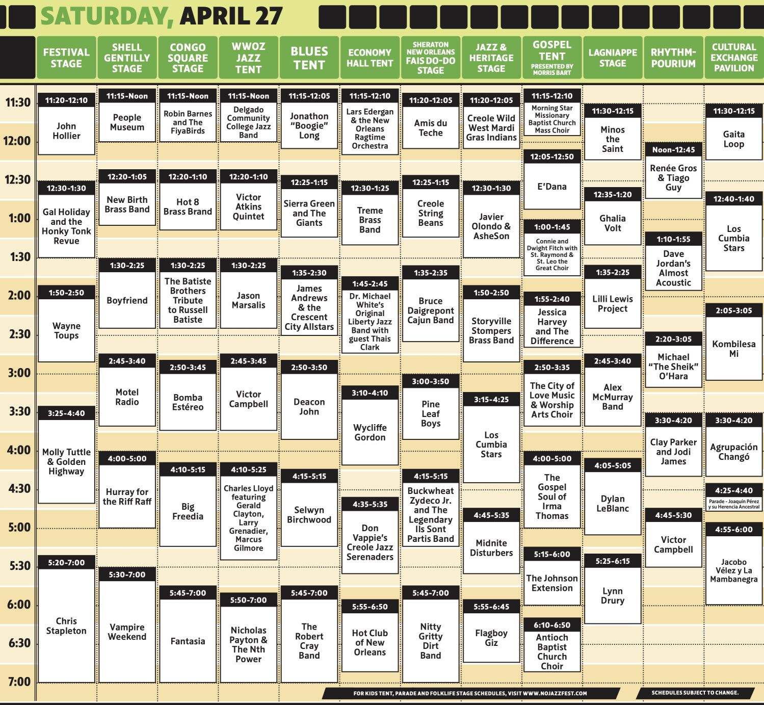 Jazz Fest 2024 map and daily schedule cubes | Jazz Fest | nola.com