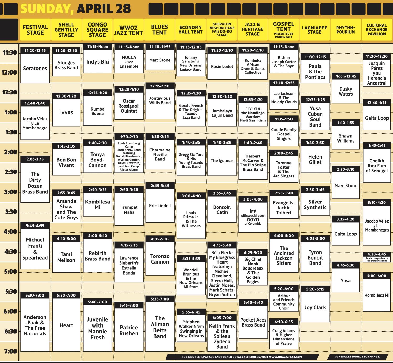 Jazz Fest 2024 map and daily schedule cubes | Jazz Fest | nola.com