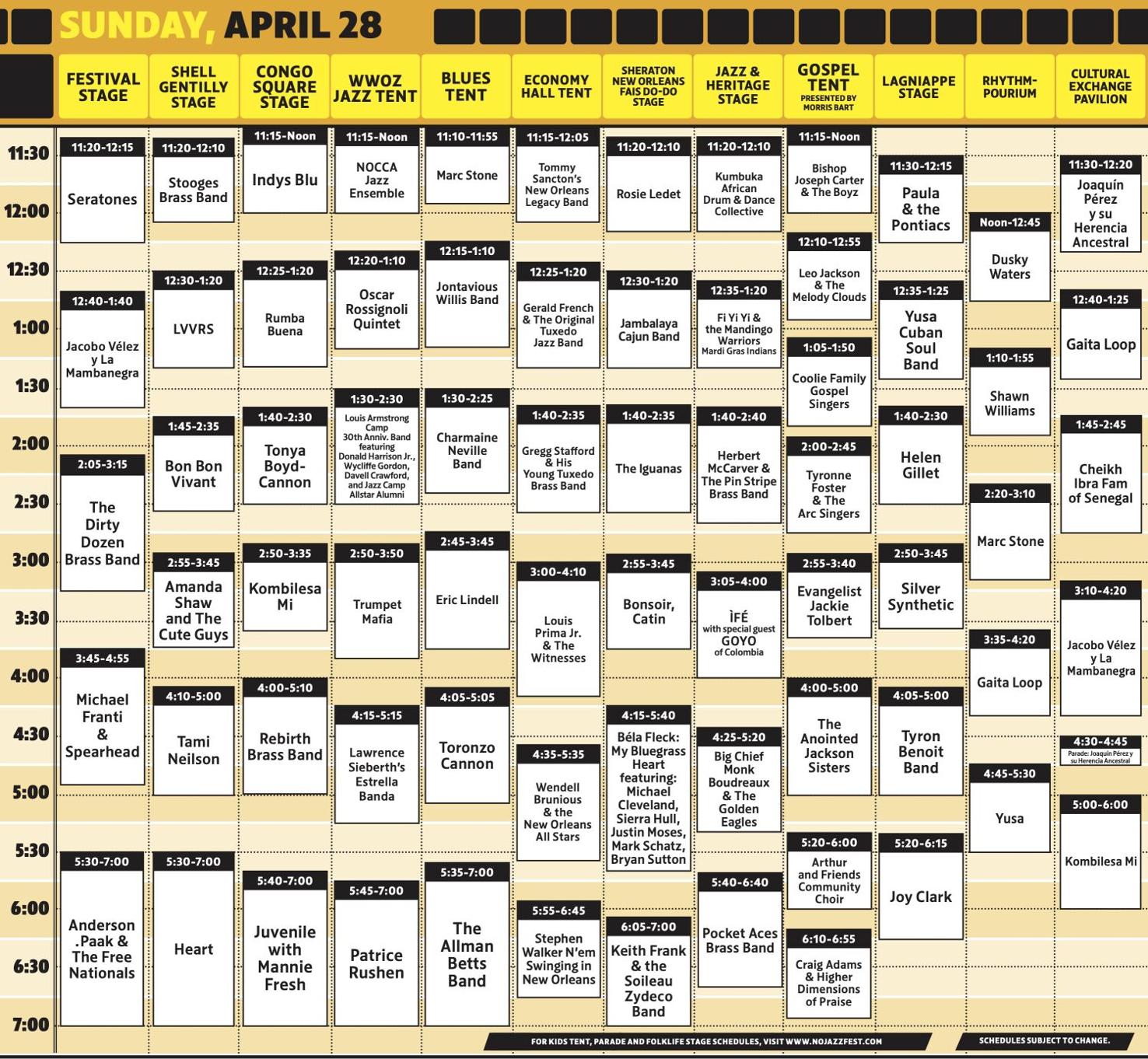 Jazz Fest 2024 map and daily schedule cubes | Jazz Fest | nola.com