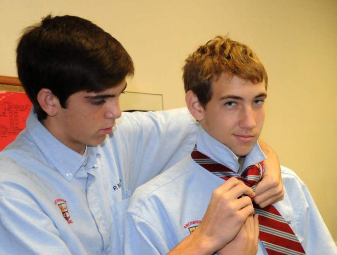 Knot a typical homeroom at Archbishop Rummel High School in Metairie ...