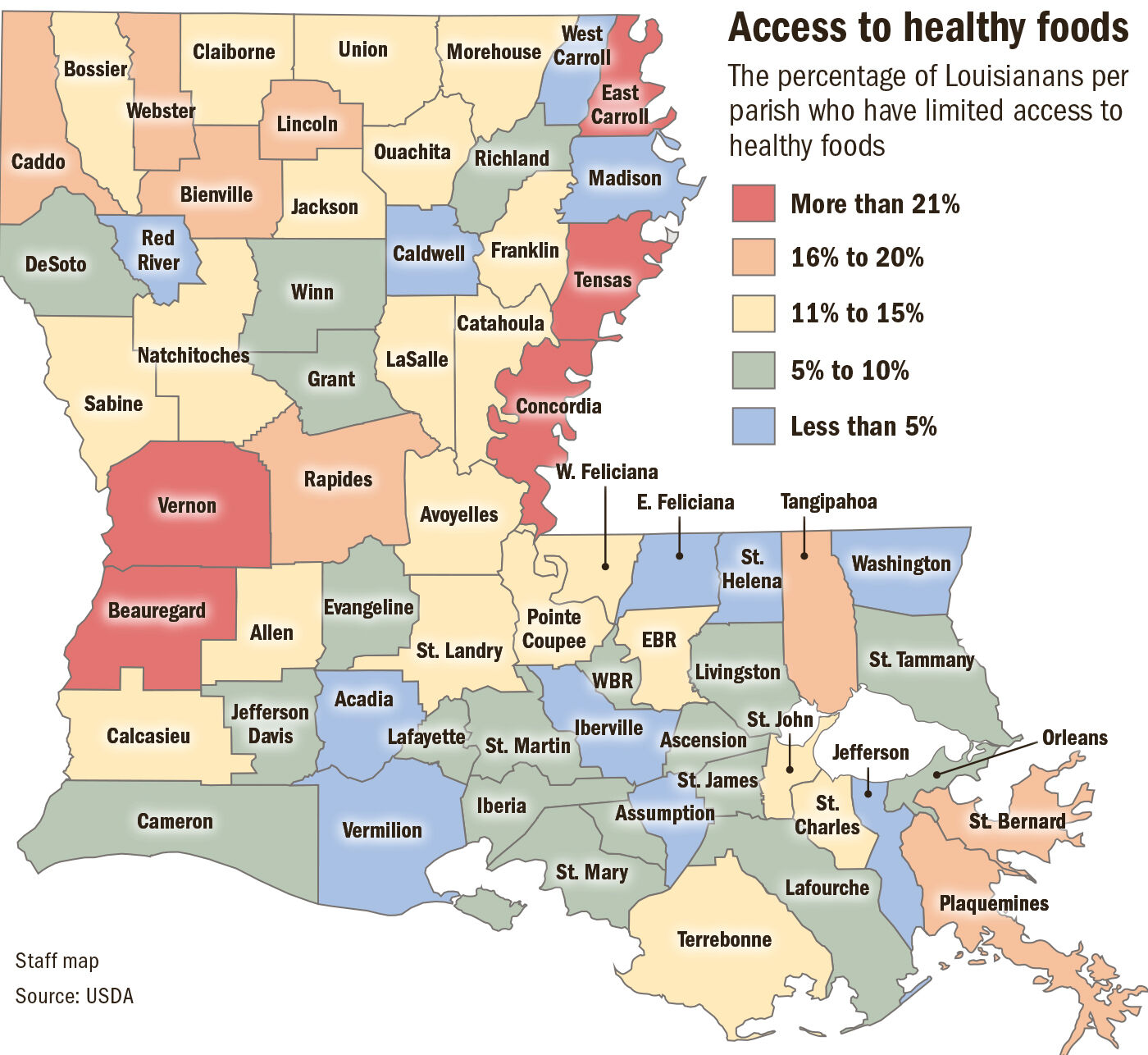 1 in 7 people in Louisiana struggle with access to healthy foods. See ...