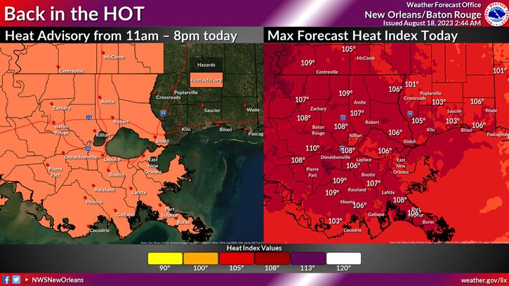 Heat advisory issued for New Orleans, Baton Rouge, Louisiana | Weather ...