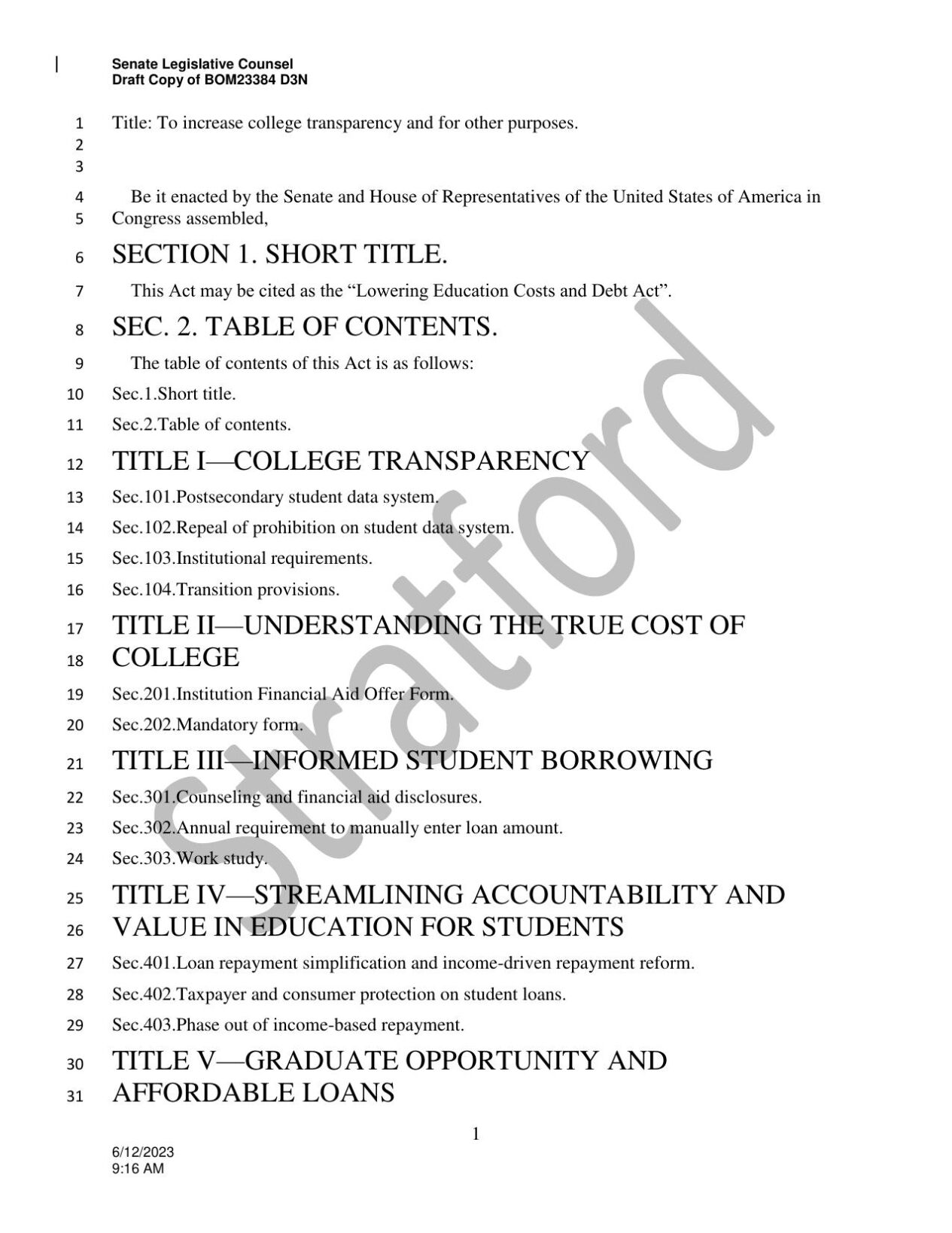 Lowering Education Costs and Debt Act 061423 | | nola.com