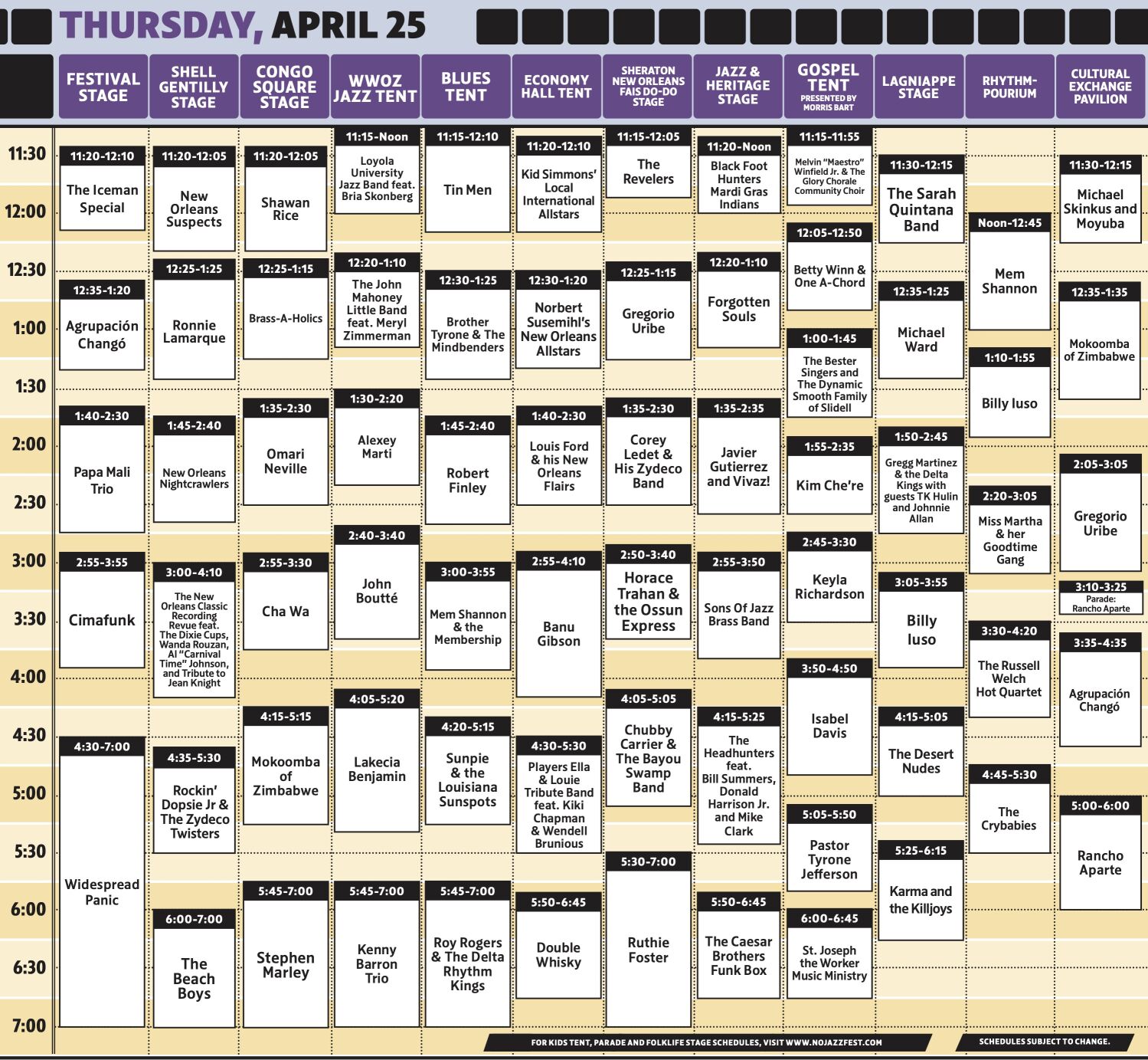 Jazz Fest 2024 map and daily schedule cubes | Jazz Fest | nola.com