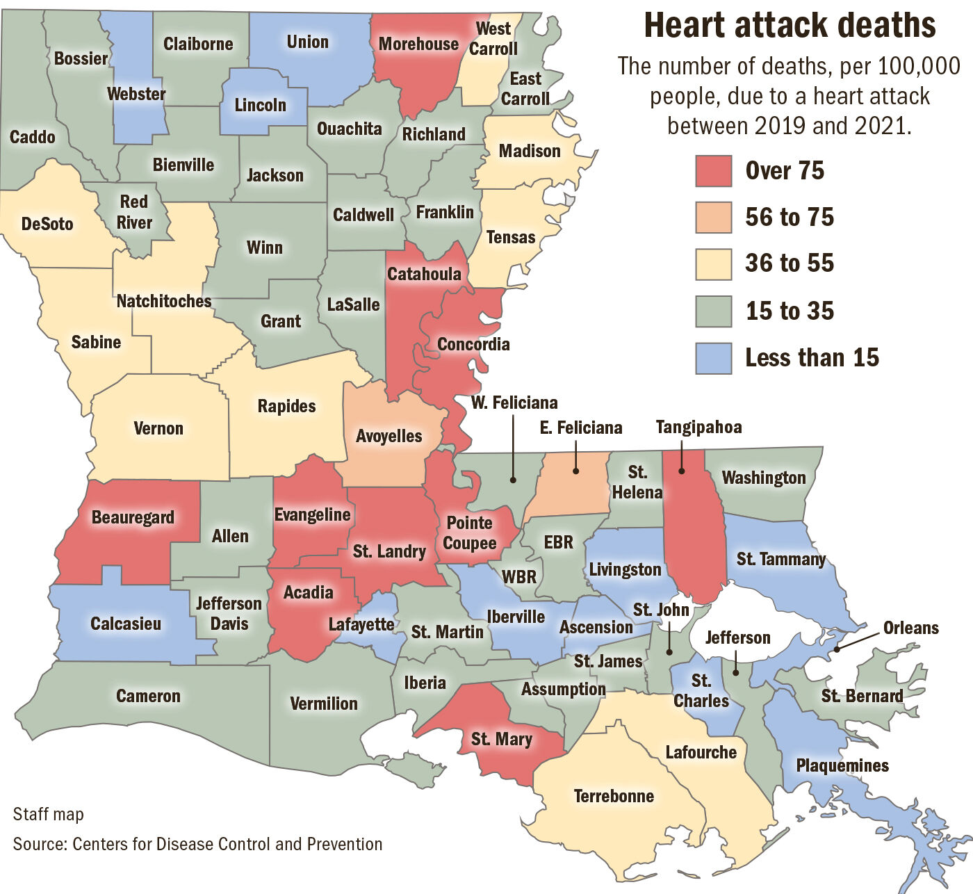 Louisiana ranks 36th in the nation for heart attack deaths | Louisiana ...