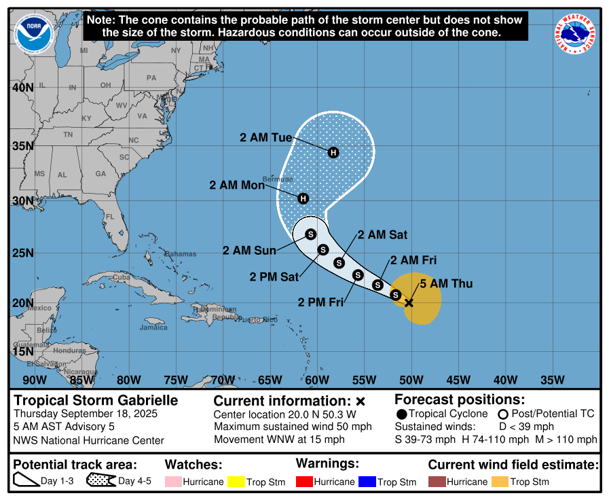 Tropical Storm Gabrielle to reach hurricane strength | Hurricane Center ...