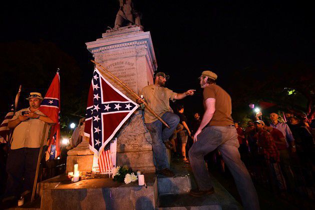 Scenes from the May 1 protest at the Jefferson Davis monument in New ...