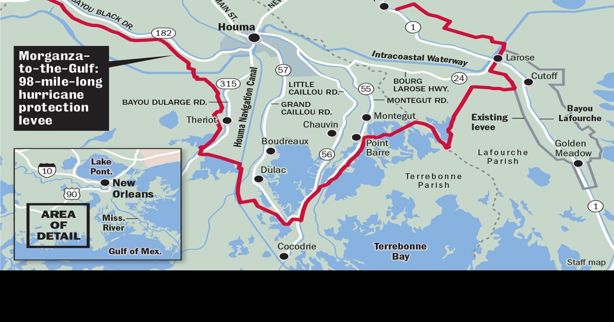 Morganza-to-the-Gulf Houma levee map | | nola.com