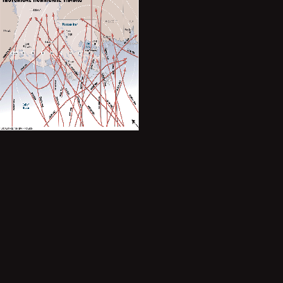 Map of historical hurricane tracks and Hurricane Isaac's projected path ...
