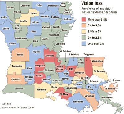 Louisiana data on prevalence of vision loss or blindness | Louisiana ...
