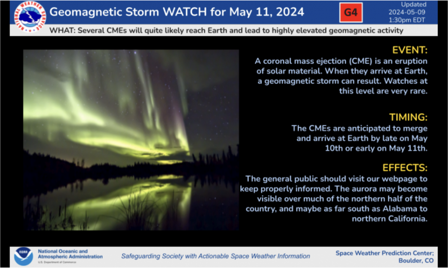 Aurora light show possible in US geomagnetic storm warning | Weather ...