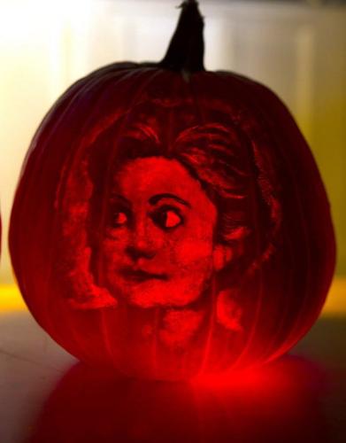 7 artists + 5 pumpkins = A Trumpkin, a Hillary head and lots of spooky ...