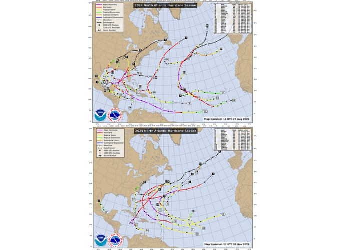 2025 Atlantic hurricane season sees above-average activity | Hurricane ...
