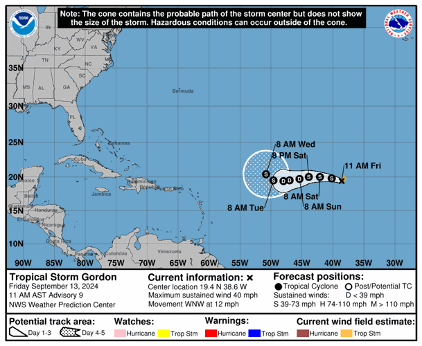 Tropical Storm Gordon forms in Atlantic. See NHC forecast. | Hurricane ...