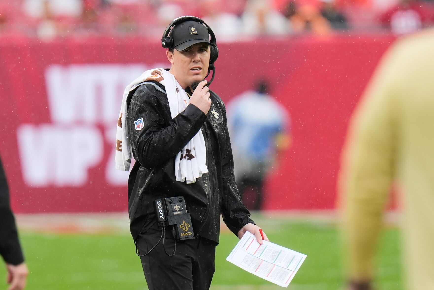 Saints coach Kellen Moore explains lack of challenge on spot | Saints ...
