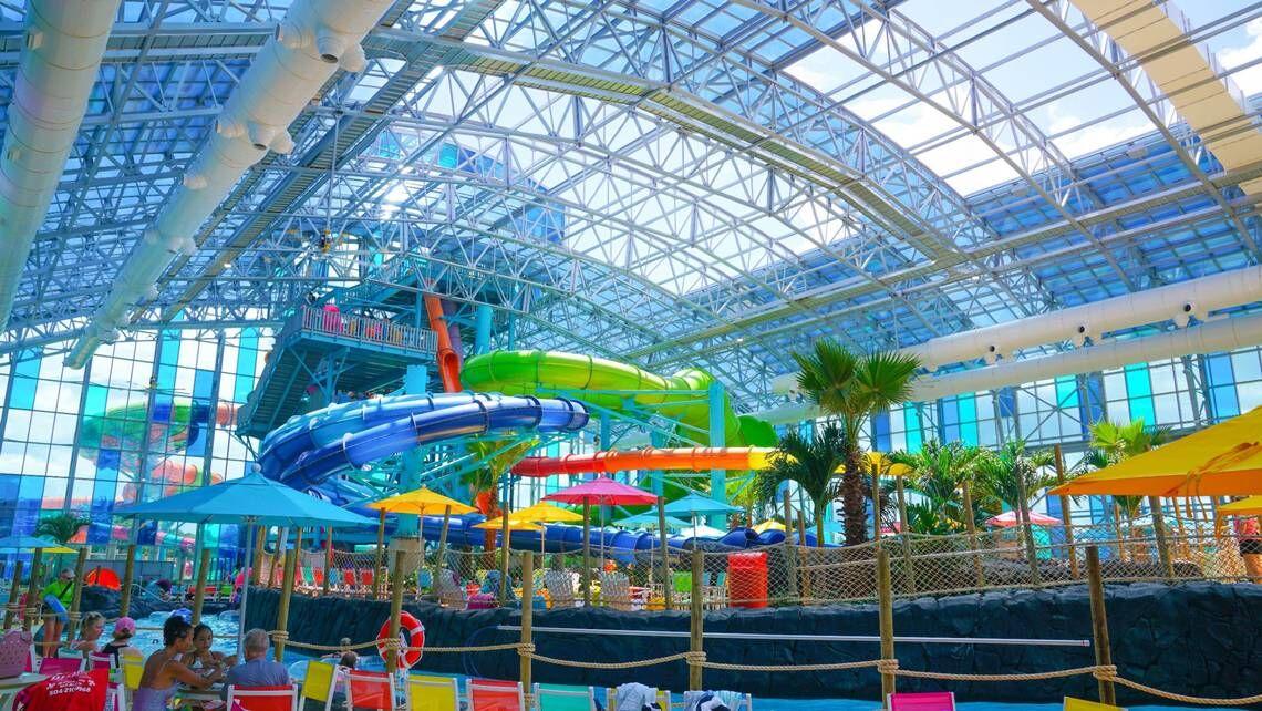Lazy river, water slides: Indoor water park with retractable roof opens ...