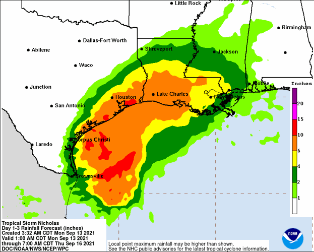 Tropical Storm Nicholas could be hurricane at Texas landfall; heavy ...