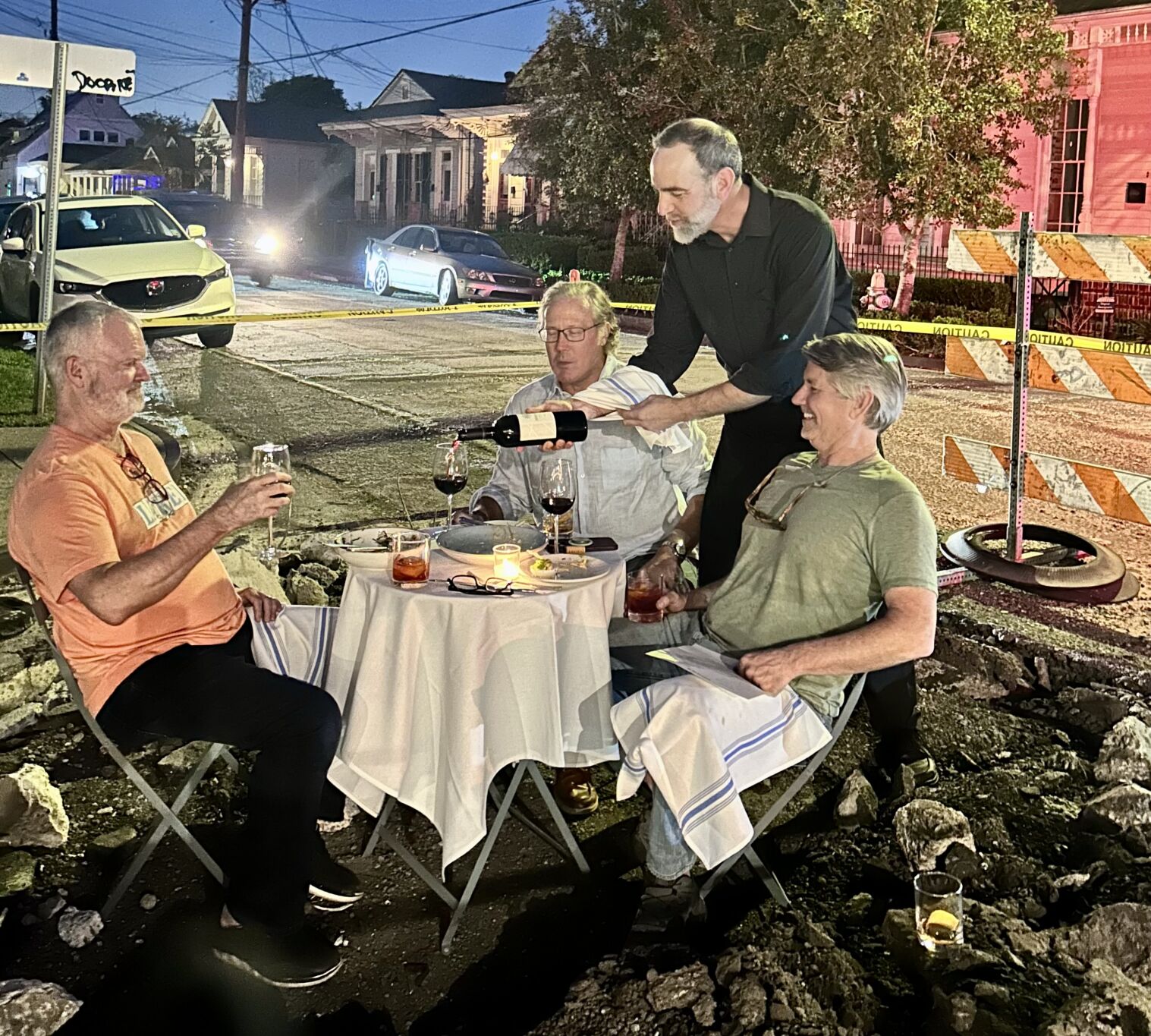 Elegant dinner is served in rubble of an Uptown pothole | Entertainment ...