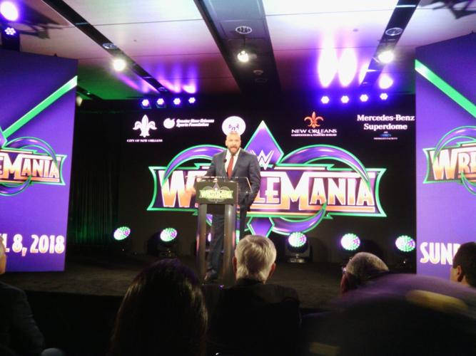 Brands vs. brawn at the WrestleMania announcement press conference ...