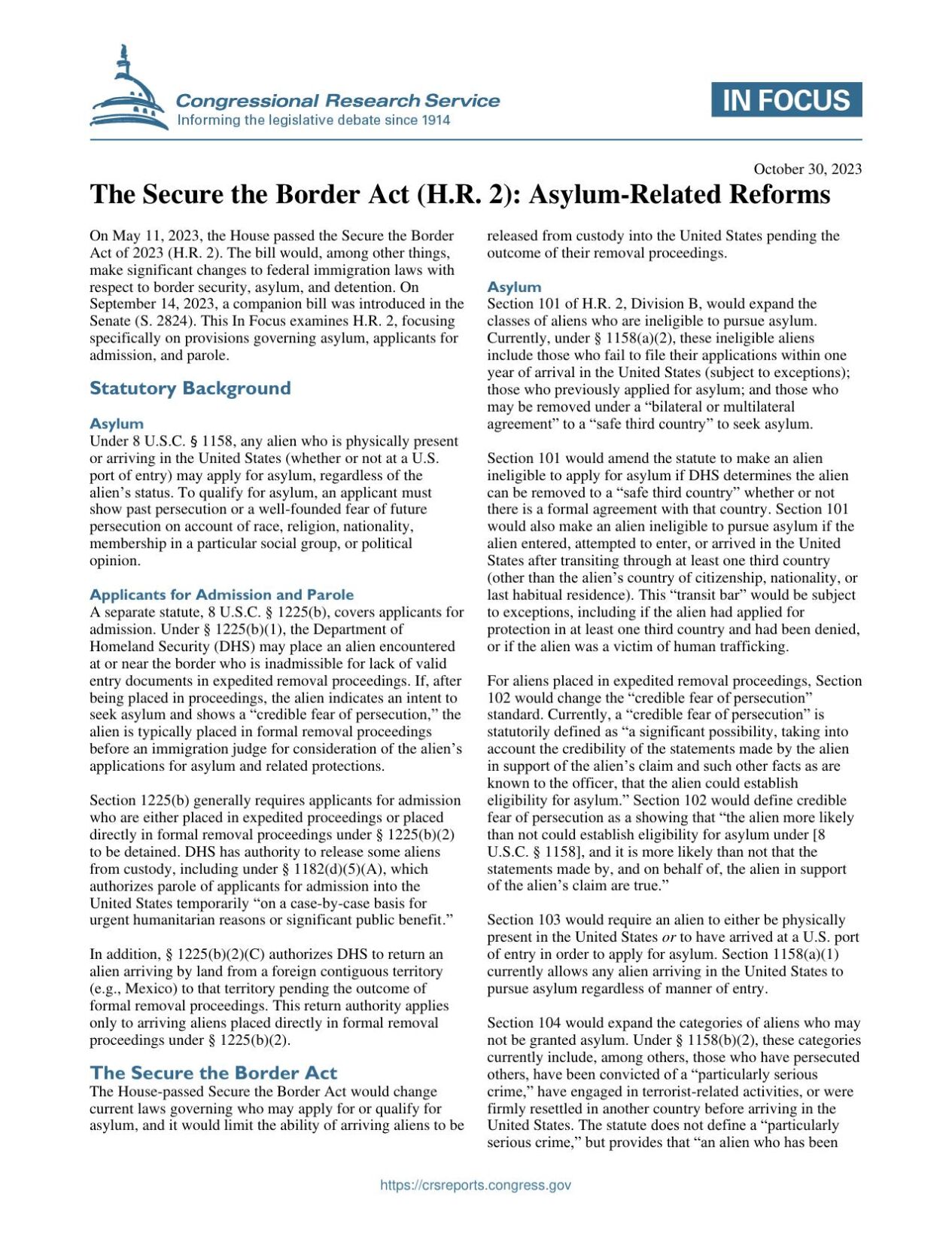 The Secure the Border Act Asylum-Related Reforms | | nola.com