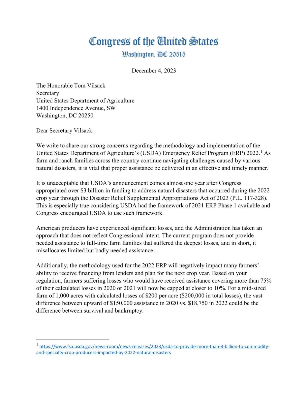 GOP Letter to Tom Vilsack 120423 | | nola.com