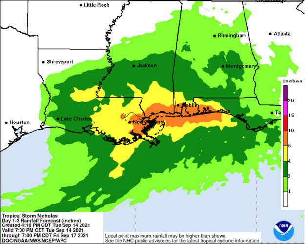 Tropical Storm Nicholas moves slowly across Louisiana; up to 20 inches ...