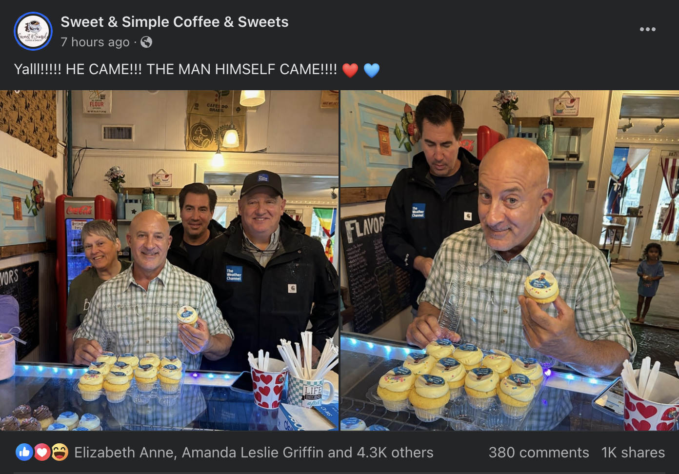 Jim Cantore eats at Morgan City LA bakery during Francine ...