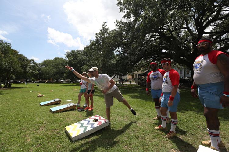Dizzy bat relay race and bocce were just two of the games at Romp ...
