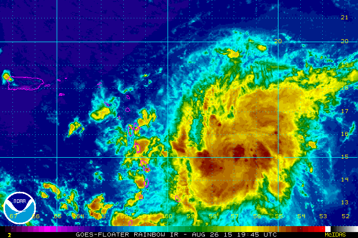 Tropical Storm Erika Map