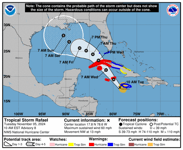Tropical Storm Rafael to strengthen near Cayman Islands | Hurricane ...