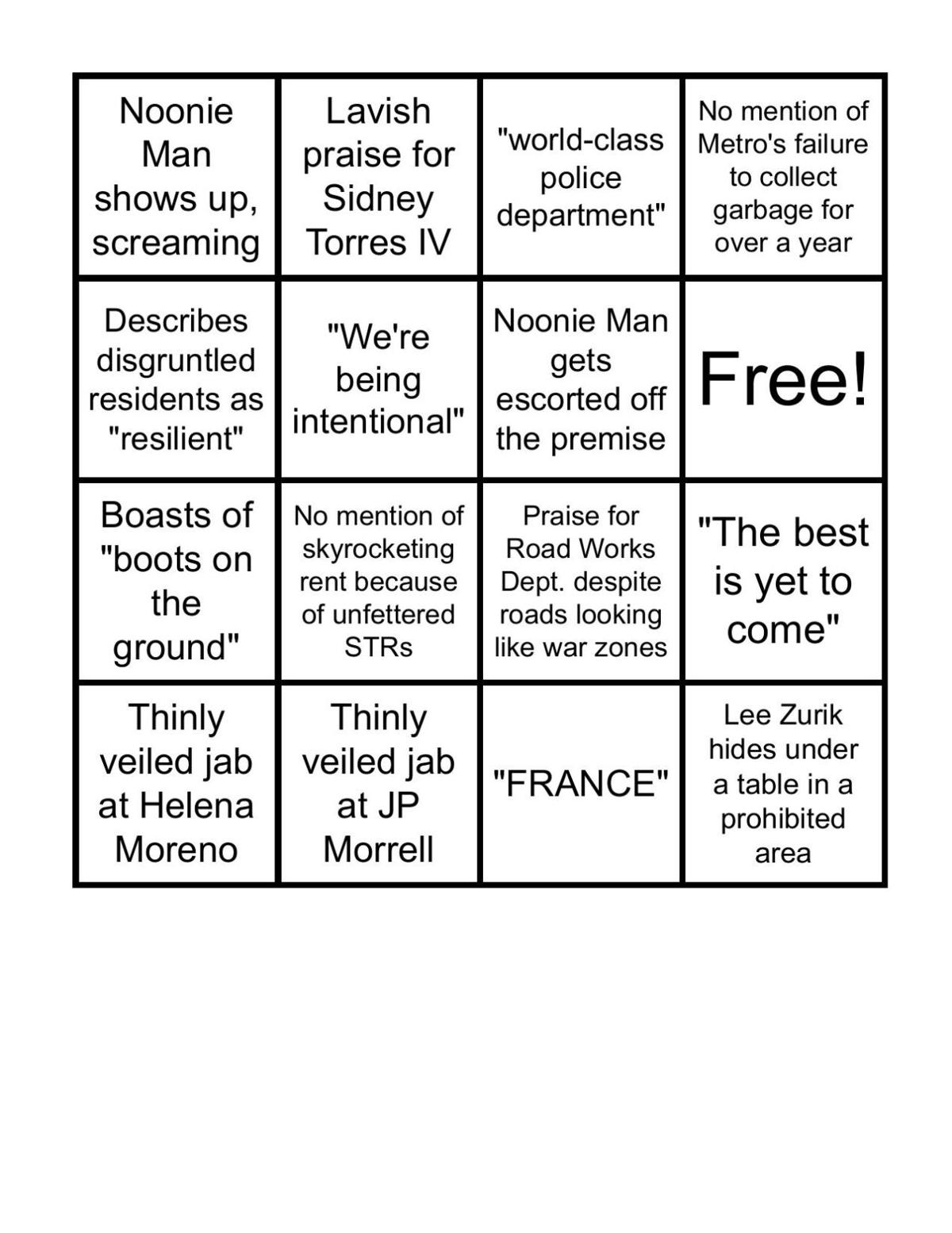 Gambit's 'State of the City' bingo cards, in honor of Mayor Cantrell’s ...