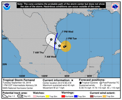 Tropical Storm Fernand forms in Gulf of Mexico, heads for Mexico; no ...