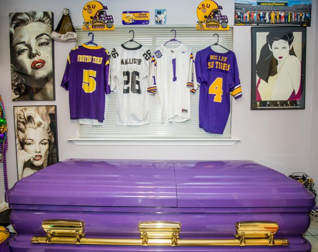 Purple casket owned by slain LSU superfan is transformed into a ...