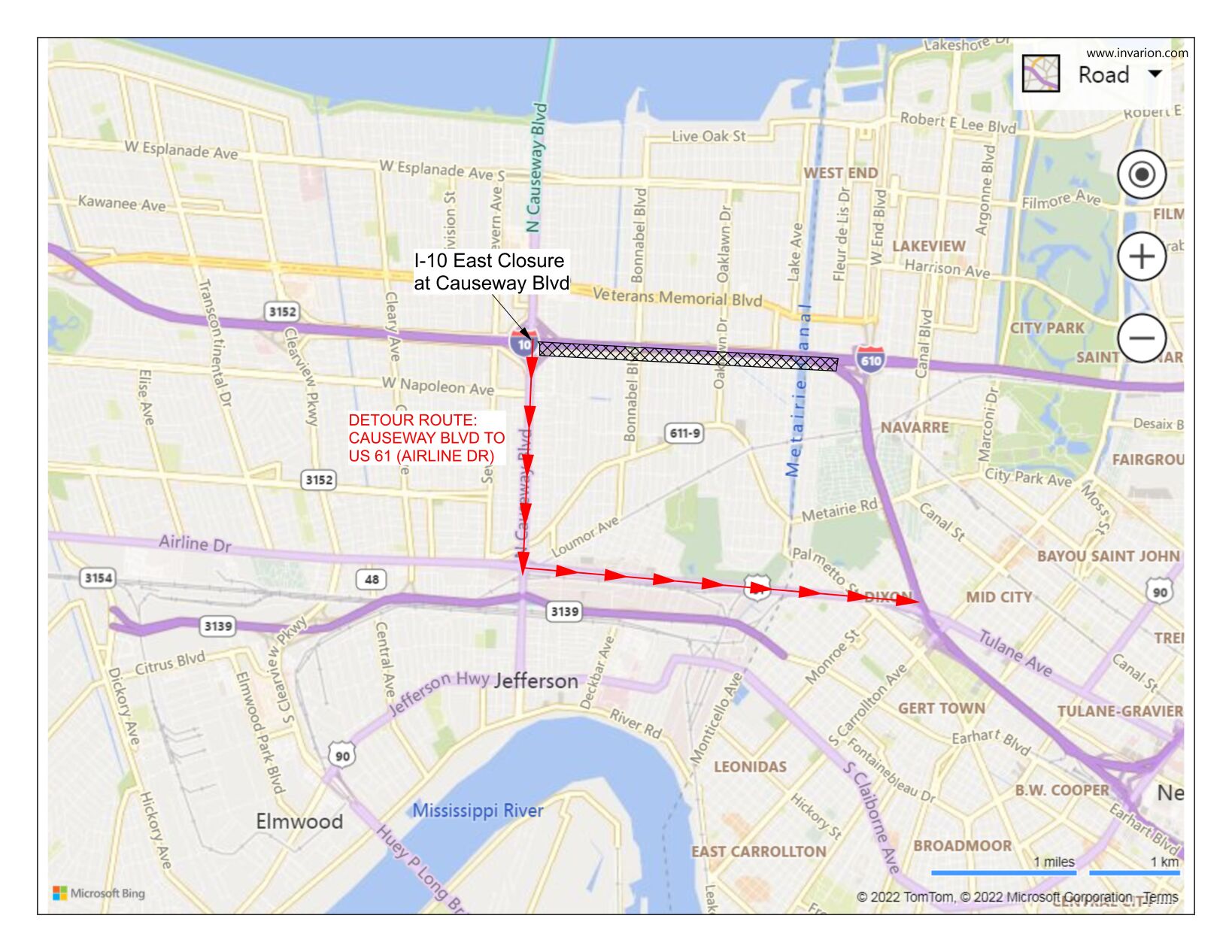 A section of I-10 will close in Metairie this weekend: See timing ...
