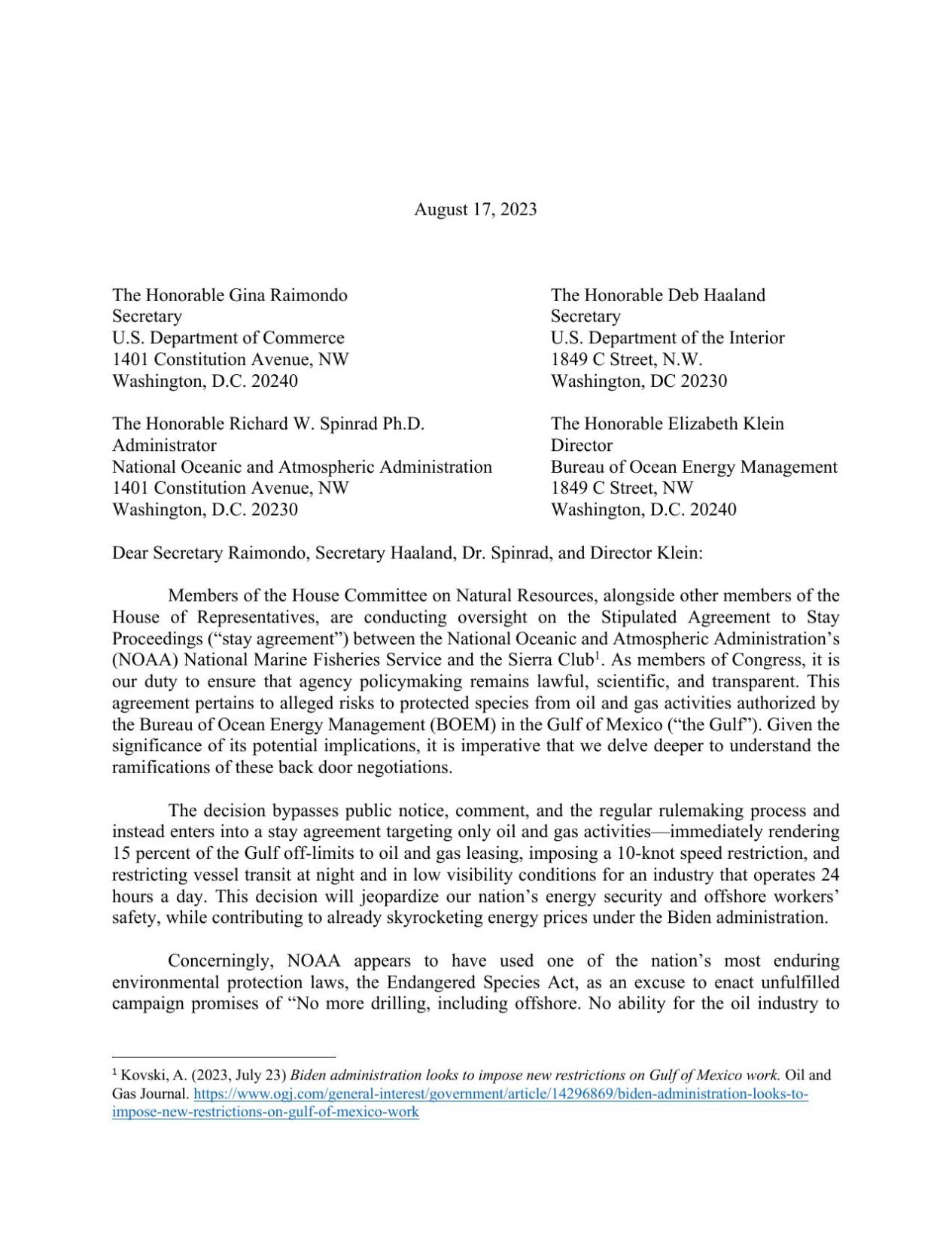 Letter to NOAA on Aug. 17, 2023 | | nola.com