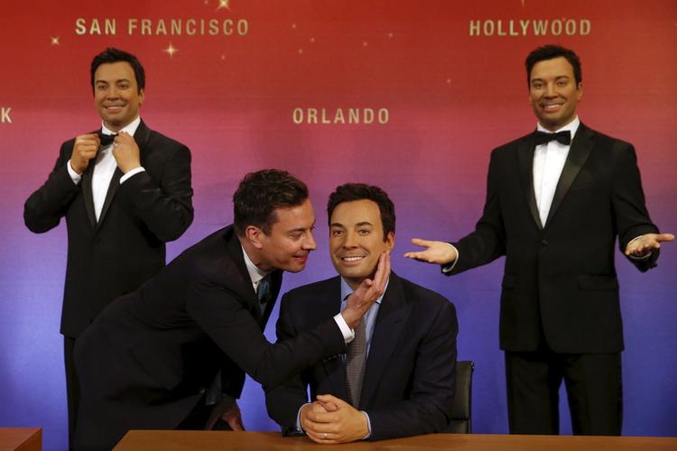 Jimmy Fallon in 'totally creepy' skit sings 'Barbara Ann' with 5 wax ...